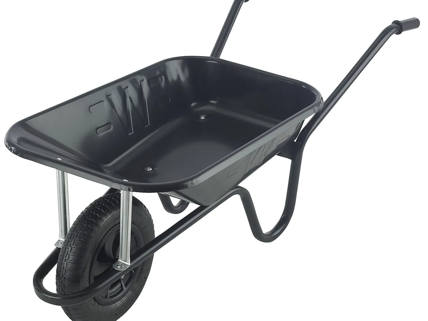 Contractors Wheelbarrow Black Steel 85L Heavy duty Pneumatic